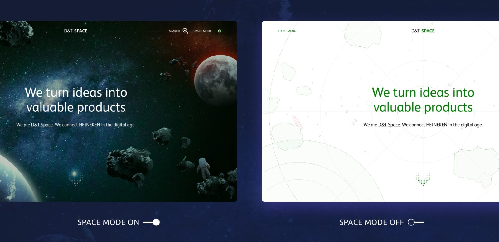 Heineken website (D&T Space) gebouwd door Stuurlui